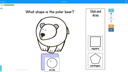 Polar Bear 2D Shape Matching | Winter Math Boom Cards by Teaching Autism