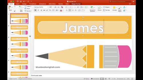 Pencil Name Craft Back To School Bulletin Board Display EDITABLE