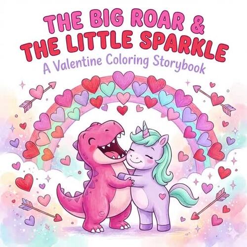 Valentine's Day SEL Coloring Book & Story: Dinosaur & Unicorn Friend ...