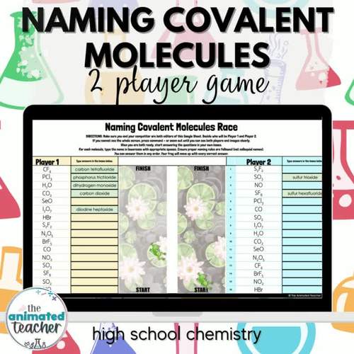 Naming covalent molecules activity chemistry 2 player game race quiz