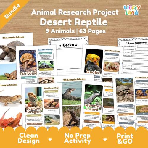 Desert Reptile Animal Research Project BUNDLE | Informational Writing ...