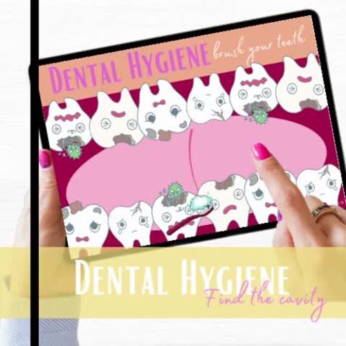 Preschool dental health month theme find the cavity boom cards game