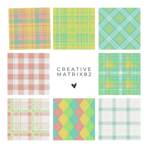 Tropical Plaid Seamless Digital Paper | Tartan Windowpane Patterns