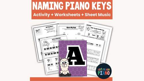 Piano Key Names for Beginners White Key A Lesson Set Activity with Key ...