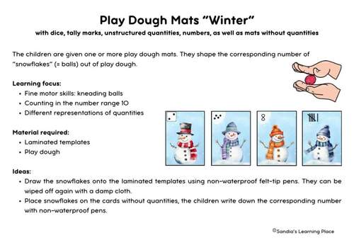 Play Dough Mats: Number Sense (Winter) by Sandia's Learning Place