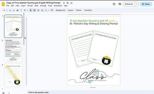 If my teacher found a pot of gold - St. Patrick's Day Writing Prompt ...