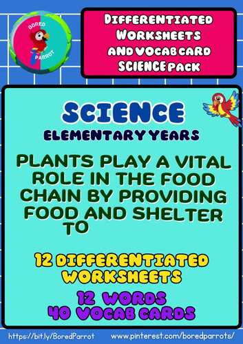 Plants & the Food Chain Science DIFFERENTIATED ACTIVITY WORKSHEETS