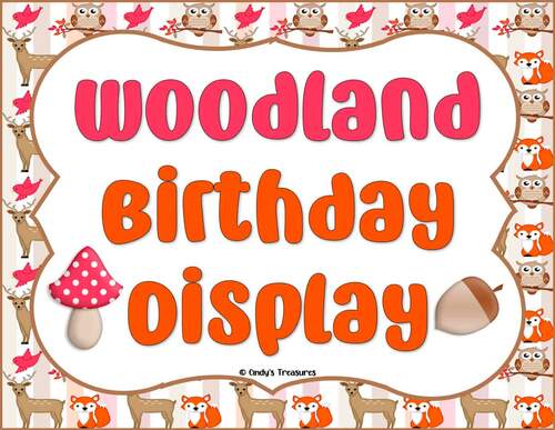 Woodland Birthday Display by Cindy's Treasures | TPT