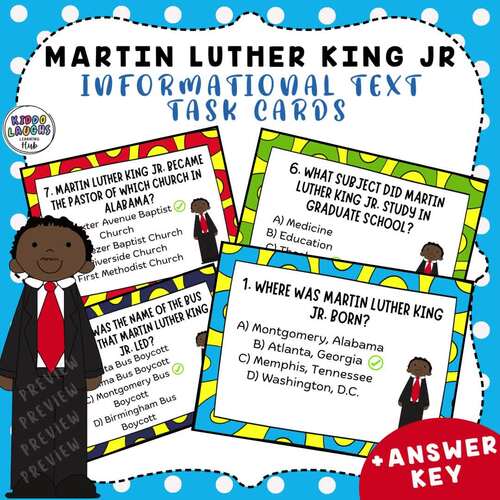 Martin Luther King Jr. Day Informational Task Cards for MLK Day Activities