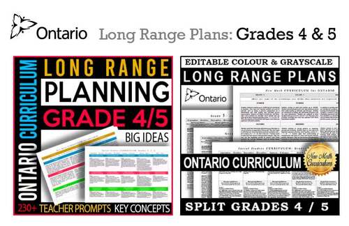 Split Grade 4/5 Ontario Long Range Plans Editable .docx and Printable .pdf