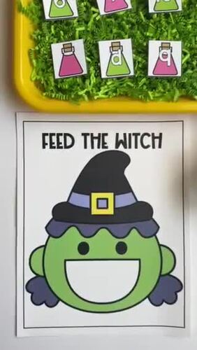 Feed the Witch Activity Alphabet Fluency and Counting for Halloween Centers