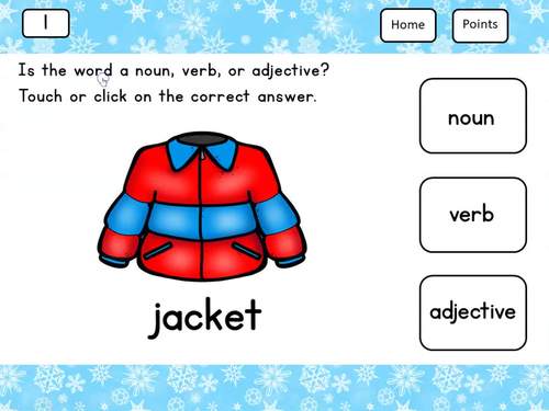 Winter Nouns, Verbs and Adjectives for Google Classroom­™ Distance Learning
