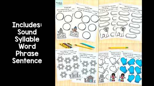 Winter Articulation Open Ended Worksheets for Speech Therapy Homework
