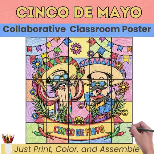 Cinco de Mayo Coloring Poster | Spring Collaborative Art & Classroom Decor
