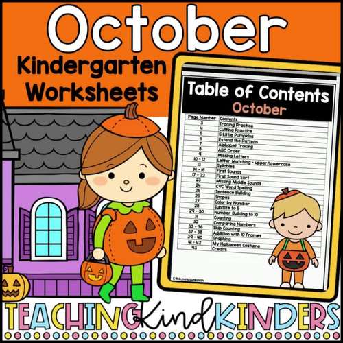 October NO PREP Math + Literacy Worksheets | Kindergarten Packet ...