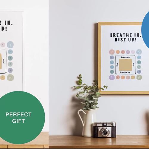 Breathe in, Rise Up – Box Breathing Printable Poster for Counseling ...