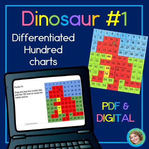 Dinosaur 100s Chart | Hundreds Chart Mystery Picture 1 Print and DIGITAL