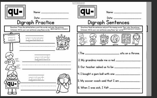 Qu Worksheet Packet - Digraphs Worksheets + Activities PreK ...