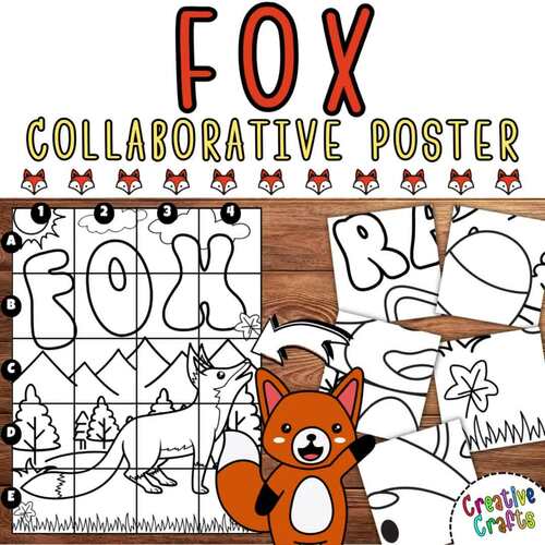 Fox Collaborative Coloring Pages Autumn Art Craft Activity for kindergarten