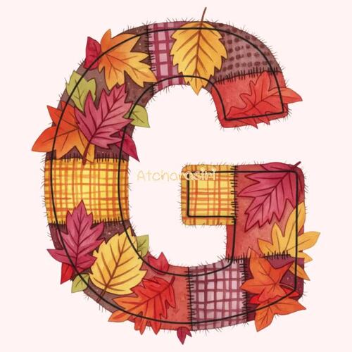 Autumn Watercolor Leaf Alphabet Clipart Set PNG by Atcharasiri Whimsy ...