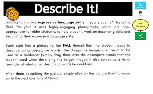 Fall Describe Picture | Boom Cards by Sharon Burgess Ortho | TpT