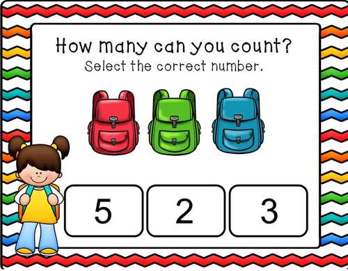 Preschool back to school math activity | Counting to 5 Clip Cards