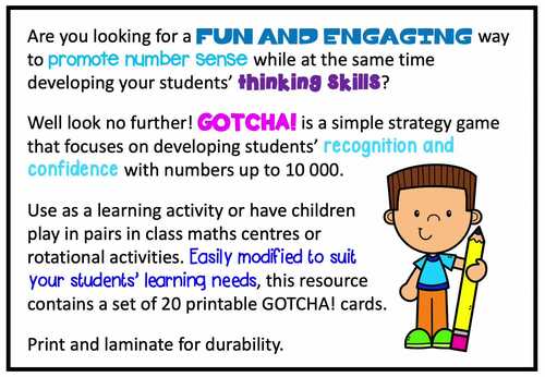 Numbers 0 - 10 000 Game GOTCHA! by Ideacations | TPT