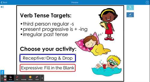 Boom™ Cards Verb Tense Activity for 3rd Person, Present Progressive, Irreg PT