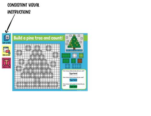 Fine Motor Math Winter Holidays Digital Building Brick Challenges Mini ...