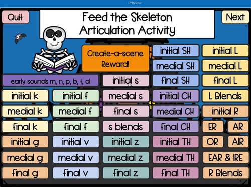 Feed the Skeleton Boom Cards™ Halloween Articulation Speech Therapy ...
