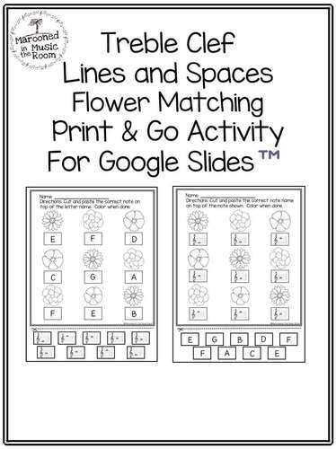 Flower Power Treble Clef Matching Print and Go Activity Bundle for ...