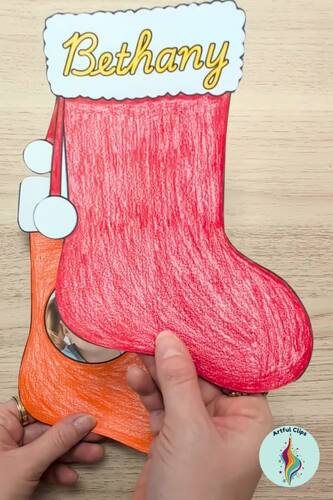 Stocking Template Coloring Page Set for December Preschool Christmas Crafts