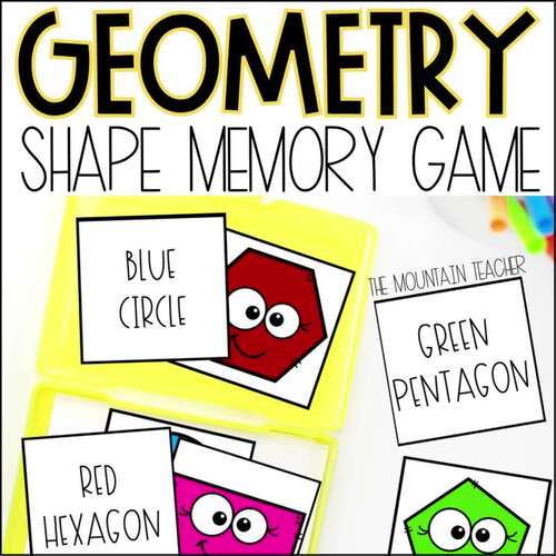 Shape Matching Memory Game - 1st, 2nd or 3rd Grade Fraction Math Center