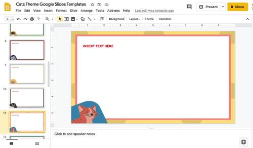 EDITABLE Templates for GOOGLE SLIDES™ | CAT Theme by Teaching Literacy