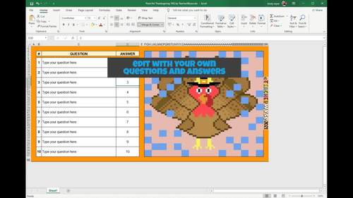 Pixel Art Thanksgiving Mystery Picture | Editable | Self Checking | For ...