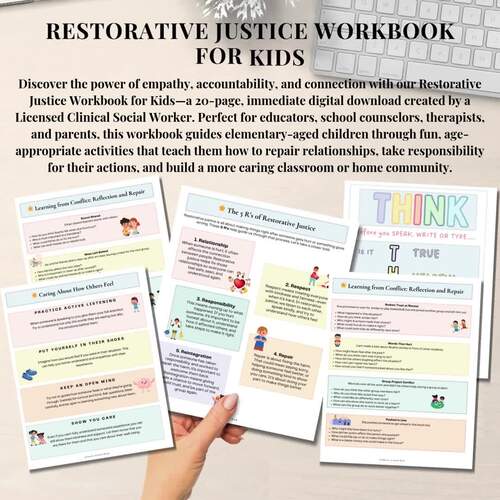 Restorative Justice Workbook for Kids, conflict resolution classroom ...
