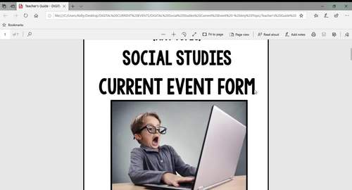 Current Event Worksheet - Social Studies by Created by Kelly Ann