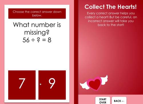 Valentines Day Division Digital Math Game for PowerPoint ™ by 3rd Grade ...