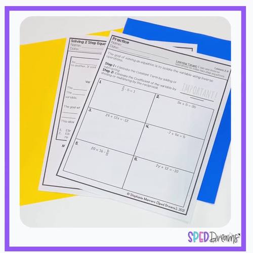 Solving Two Step Equations Lesson Guided Notes with Practice and Exit ...