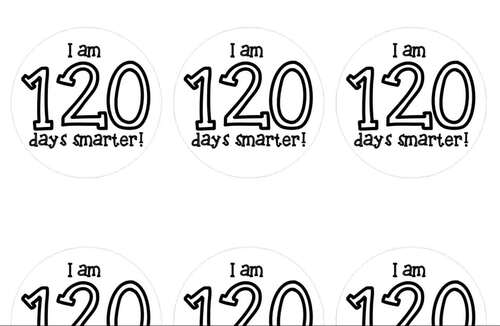 Cute Printable I am 120 Days Smarter Round Label Template Black and White