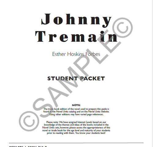 Johnny Tremain Novel Units® Student Packet | TPT