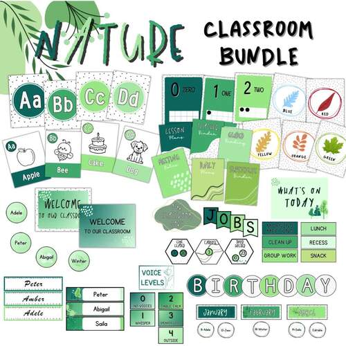 Nature Classroom Decor Bundle Neutral Theme Editable Classroom Decor