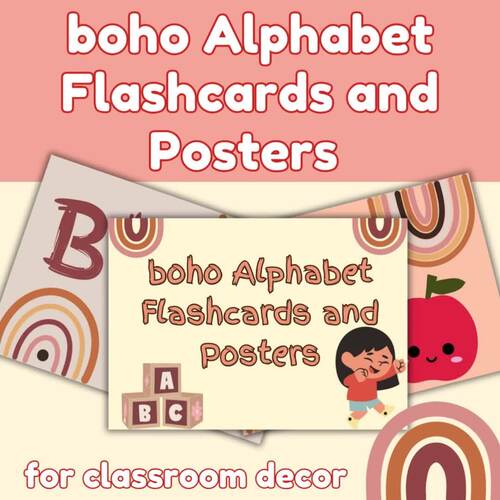boho Alphabet Flashcards and Posters for classroom decor by Little ...