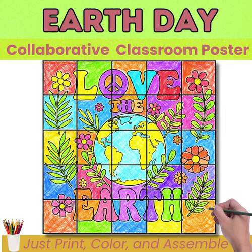 Love the Earth Collaborative Poster | Earth Day Art Craft & Classroom Decor