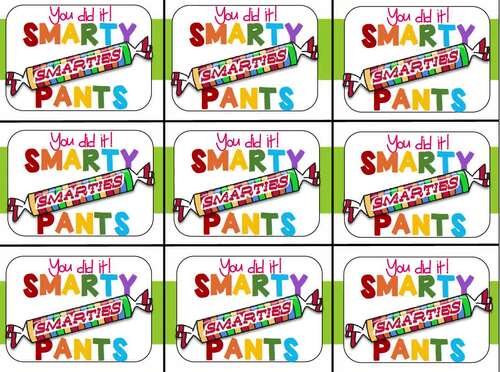 Printable "You Did It Smarty Pants" Smarties Gift Tag for Testing ...