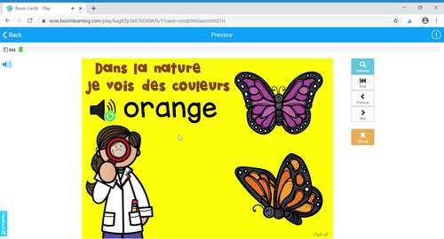 FRENCH BOOM CARDS • Colours in Nature with AUDIO by Peg Swift French ...