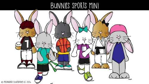 Bunnies clip art, Sports, baseball, basketball Mini by Melonheadz Clipart