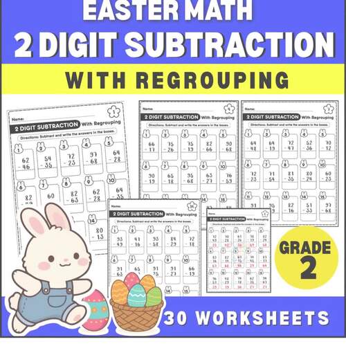 Easter Math 2-Digit Subtraction with Regrouping | Grade 2 | 30 ...