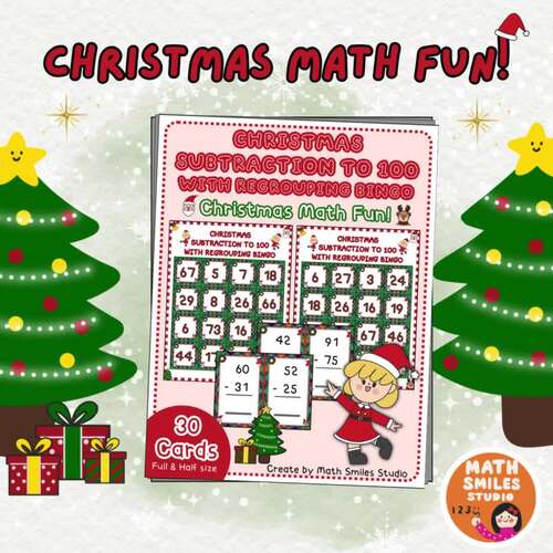Christmas Subtraction to 100 with Regrouping Bingo | Holiday Math Fun ...