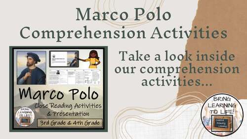 Marco Polo Close Reading Passage & Comprehension Activities | 3rd–4th Grade